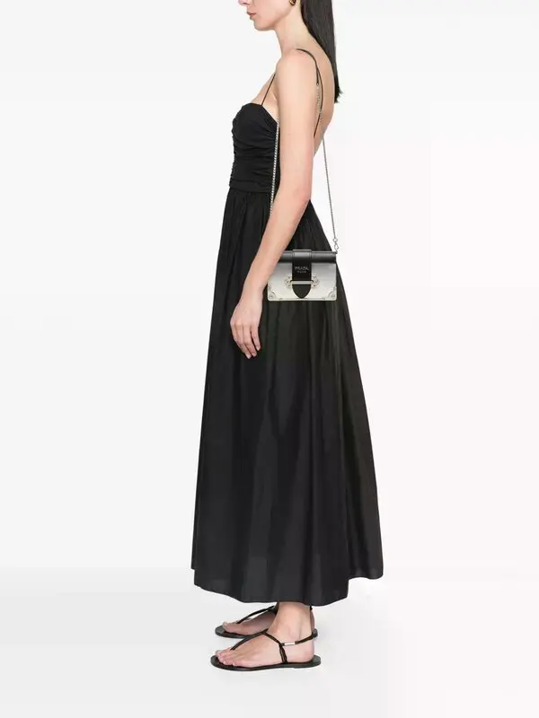Prada Metallic Vitello Cahier Crossbody Bag - Black