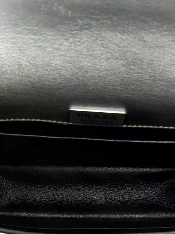 Prada Metallic Vitello Cahier Crossbody Bag - Black