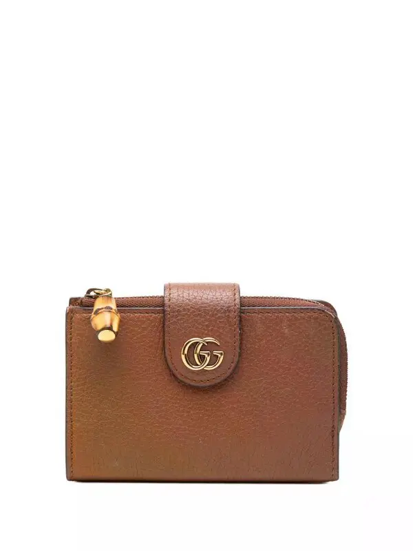 Gucci 2016-2026 Gg Marmont Calfskin Bamboo Bifold Wallet Small Wallets - Brown