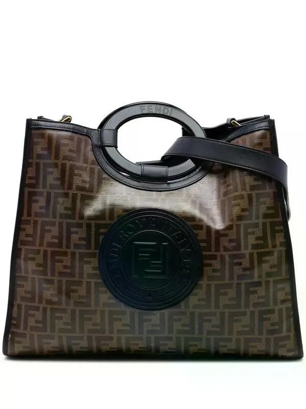 Fendi Glazed Fabric Ff 1974 Runaway Shopper Satchel - Brown