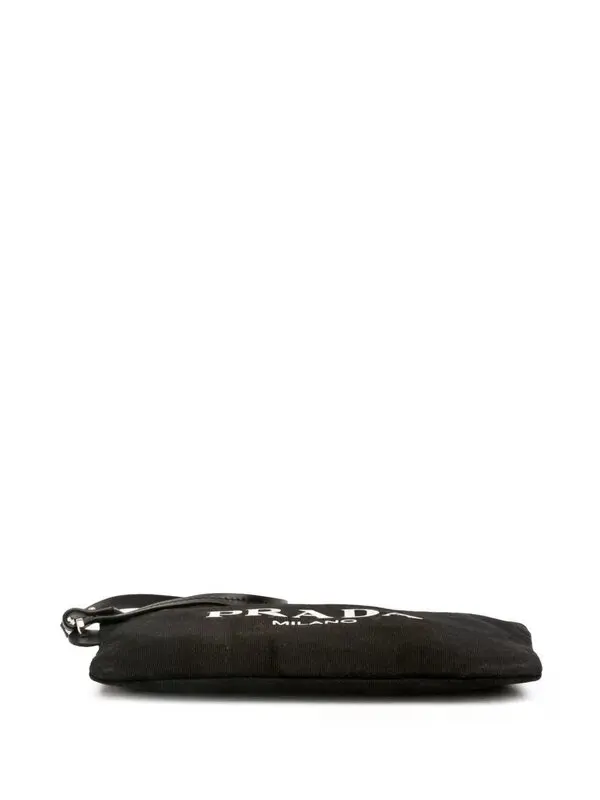 Prada Canapa Canvas Logo Wristlet Pouch