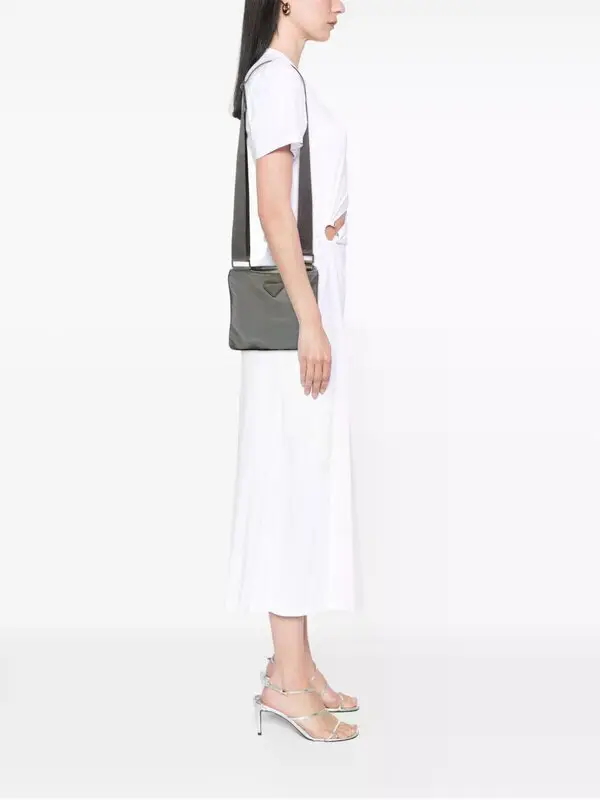 Prada Tessuto Zip Top Crossbody Bag - Grey