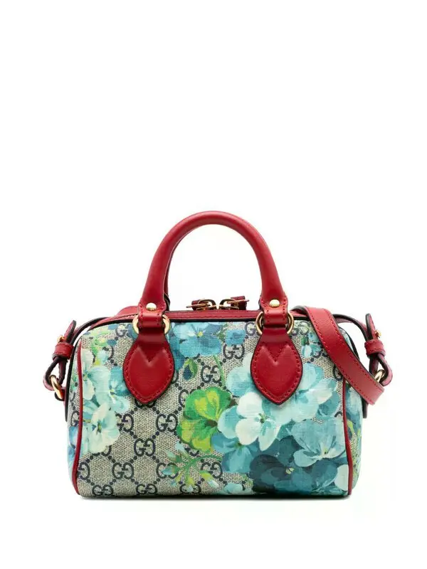 Gucci Mini Gg Supreme Blooms Boston Bag Satchel - Red