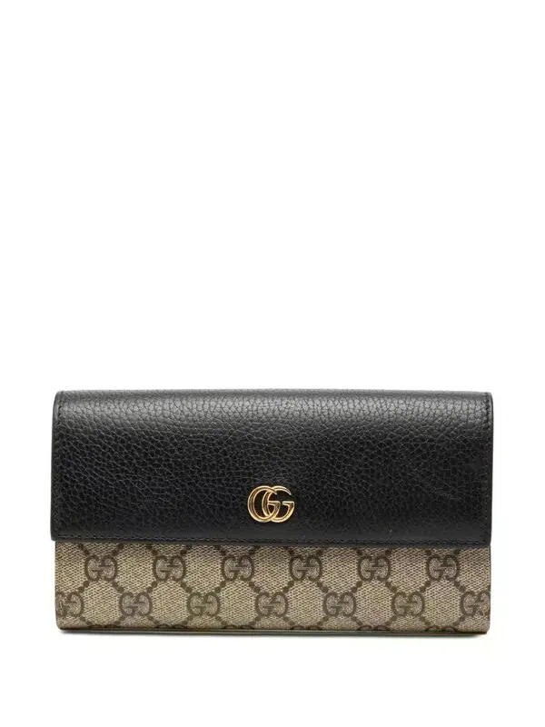 Gucci 2016-2026 Bicolor Gg Marmont Gg Supreme Continental Wallet Long Wallets - Black