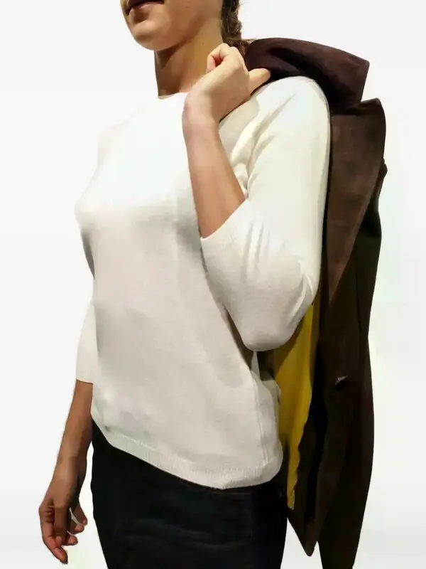 LA ROSE Three-quarter Sleeve Cashmere Sweater - Neutrals