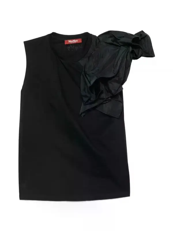 Max Mara Sleeveless Top With Ruffled Shoulder Detail - Black