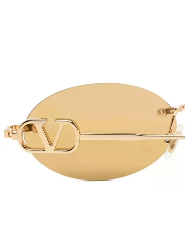 Valentino Garavani V-logo Oval-frame Sunglasses