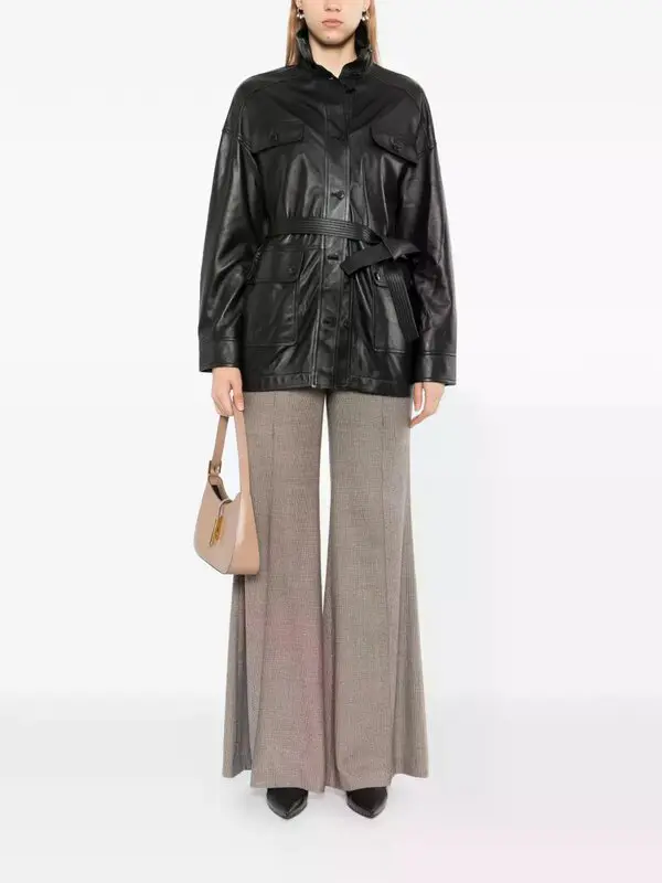 YVES SALOMON Lambskin High Neck Safari Jacket - Black