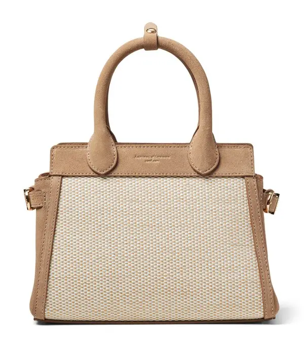 ASPINAL OF LONDON Mini Raffia-suede Savannah Top-handle Bag