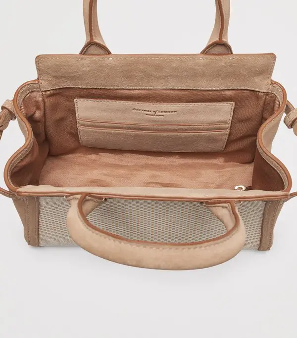 ASPINAL OF LONDON Mini Raffia-suede Savannah Top-handle Bag