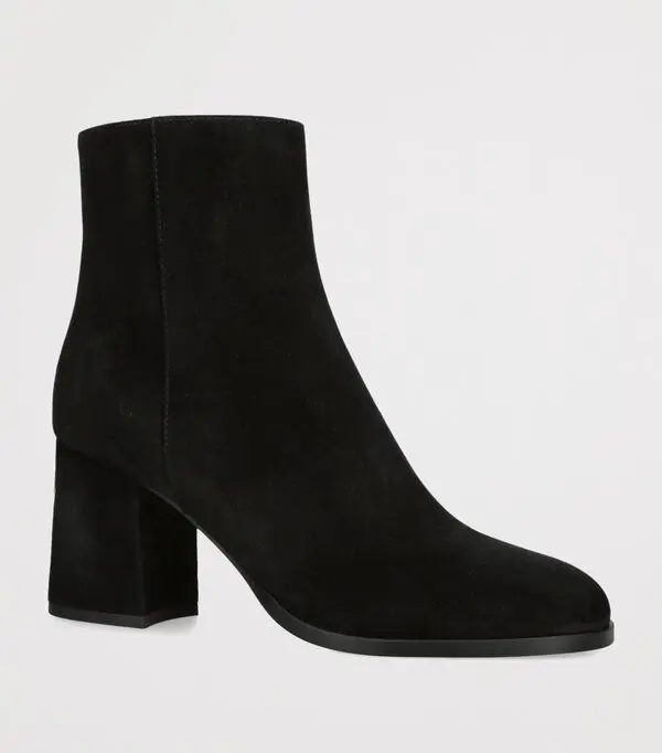 Valentino Garavani Suede Ankle Boots With Gold Tone Vlogo Detail - Black