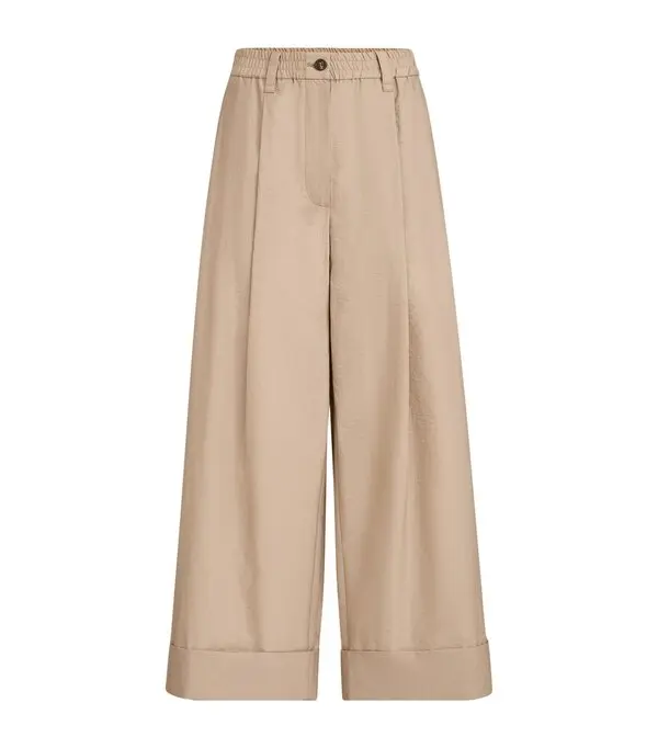 Brunello Cucinelli Pleated Cotton-blend Trousers - Brown