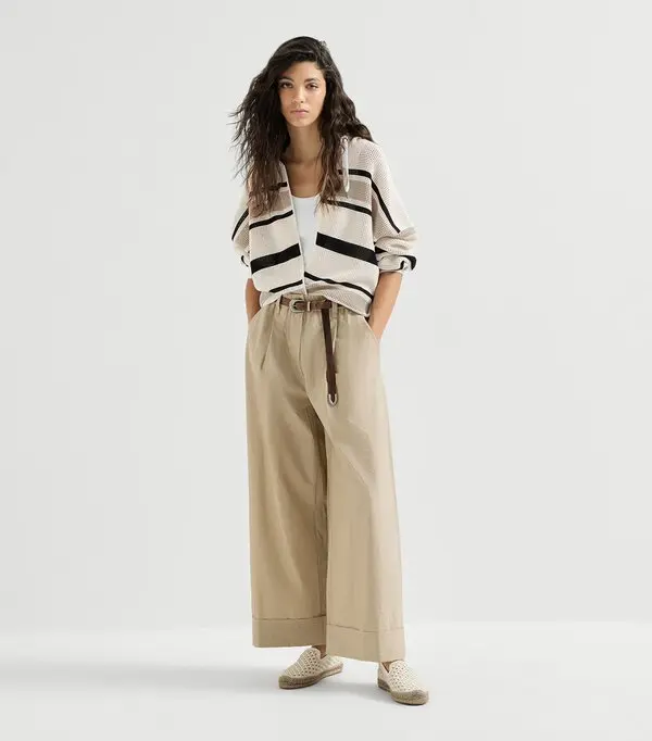 Brunello Cucinelli Pleated Cotton-blend Trousers - Brown