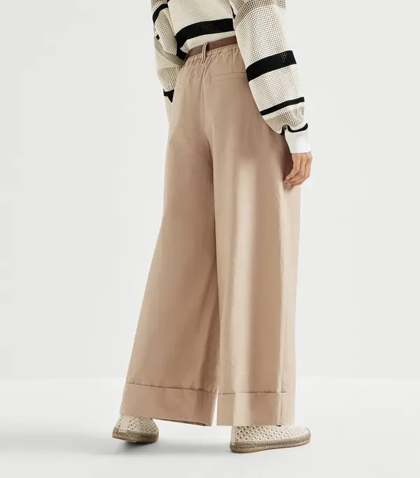 Brunello Cucinelli Pleated Cotton-blend Trousers - Brown