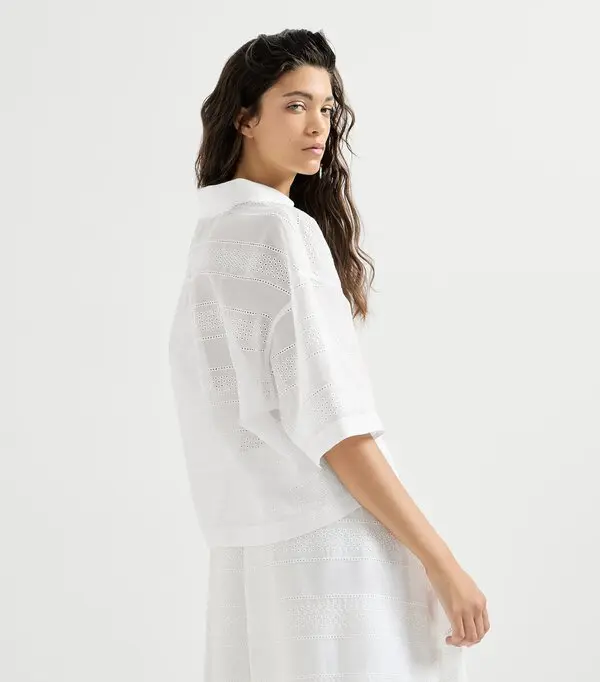 Brunello Cucinelli Cotton Broderie Anglaise Cropped Top
