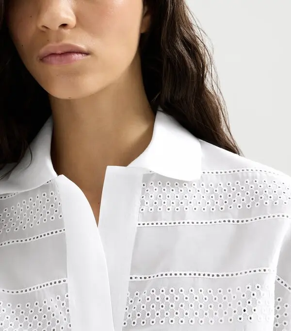 Brunello Cucinelli Cotton Broderie Anglaise Cropped Top
