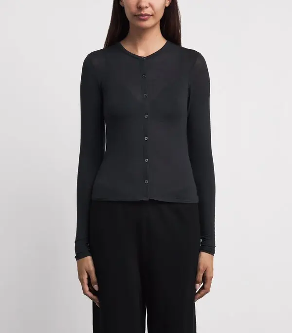 SKIMS Sheer Modal Cardigan With Long Sleeves - Black