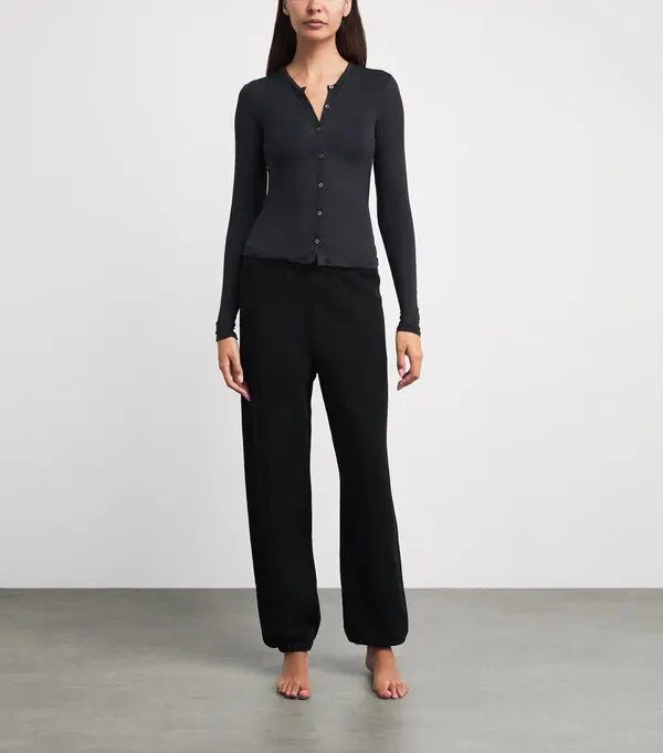 SKIMS Sheer Modal Cardigan With Long Sleeves - Black