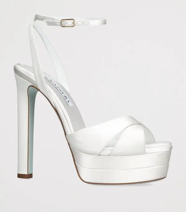 AQUAZZURA Satin Divine Plateau Sandals 130 - White