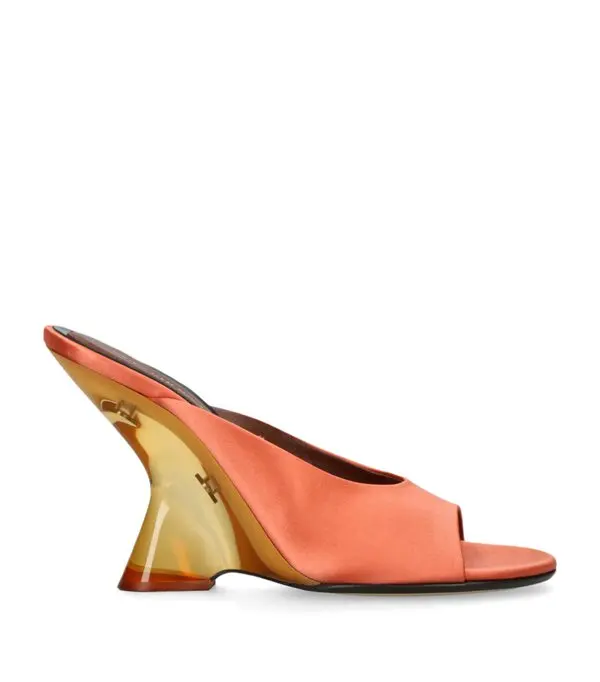 Dries Van Noten Satin Plexi-wedge Mules 105