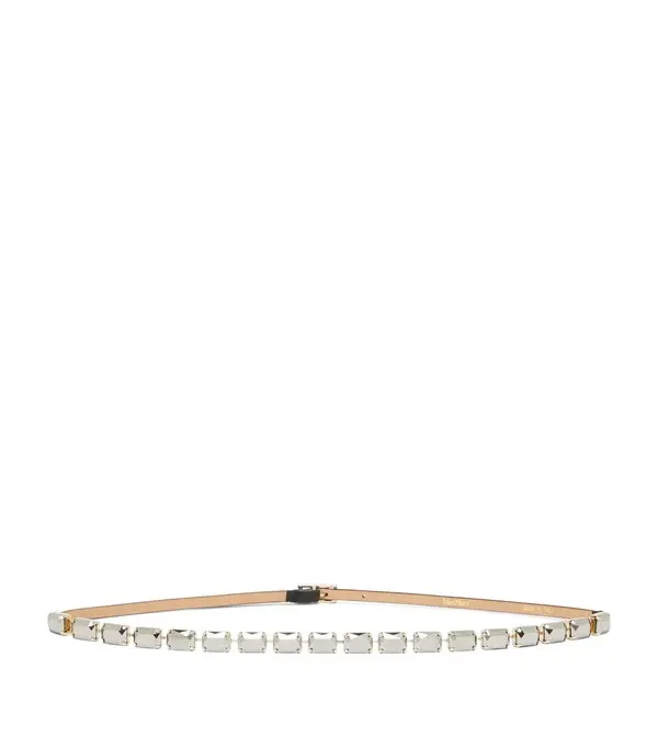 Max Mara Nappa Leather Jewelled Belt - Black