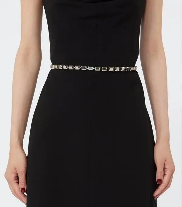 Max Mara Nappa Leather Jewelled Belt - Black