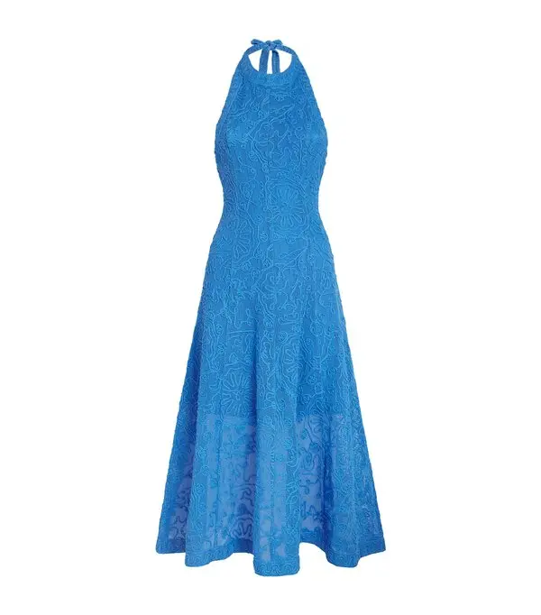 Maje Guipure Lace Midi Dress - Blue