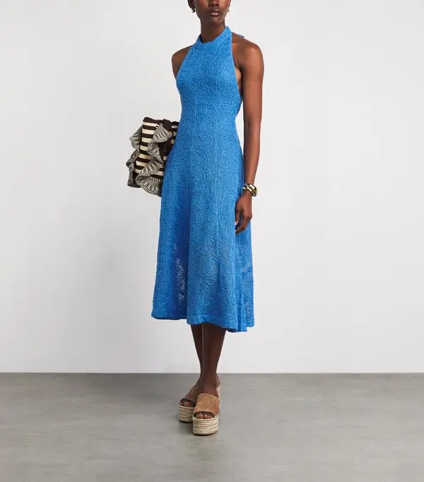 puff sleeve lace trim midi dress Lace Detail Puff Sleeve Cotton Midi Dress – Florere main image 1