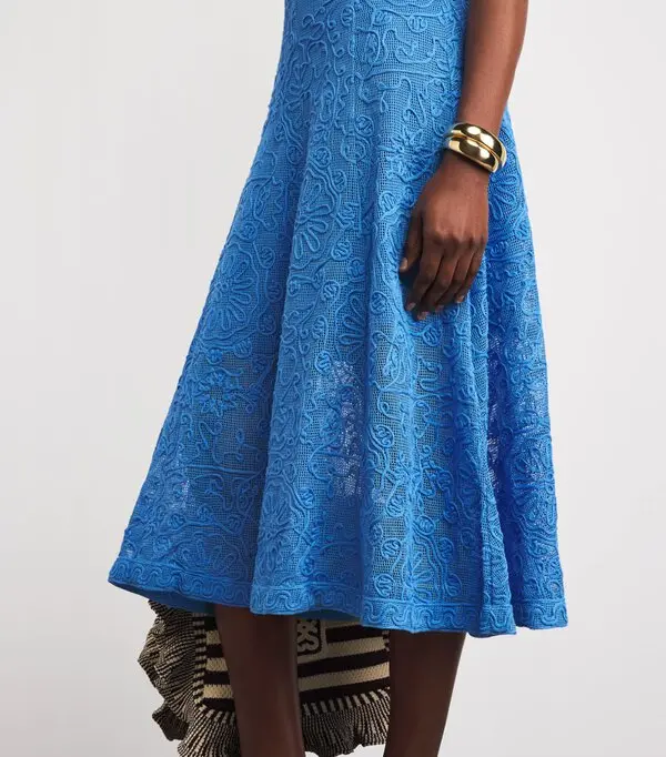 Maje Guipure Lace Midi Dress - Blue | Editorialist