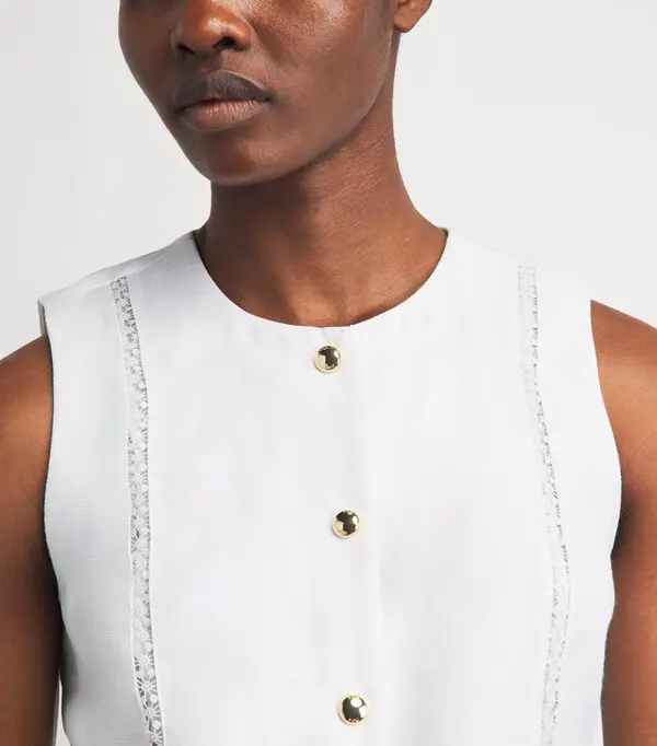 Maje Embroidered Waistcoat With Gold Buttons
