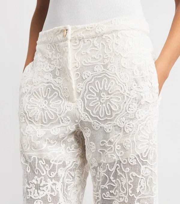 Maje Guipure Lace Flared Palazzo Trousers
