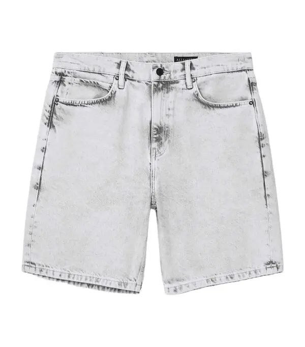 ALLSAINTS Lenny Straight Leg Acid Wash Denim Shorts - Grey