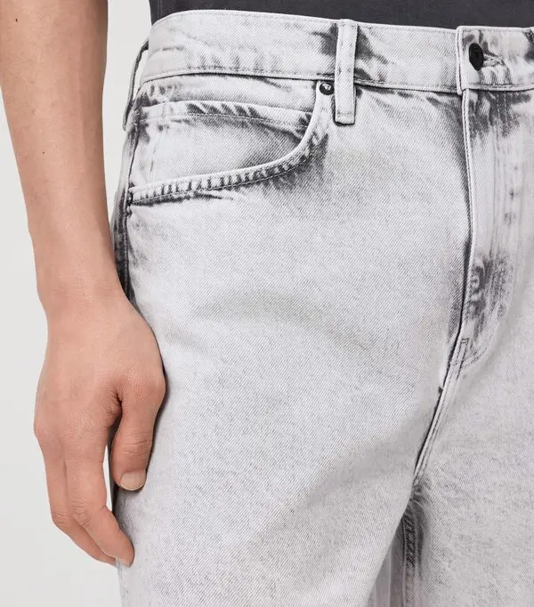 ALLSAINTS Lenny Straight Leg Acid Wash Denim Shorts - Grey