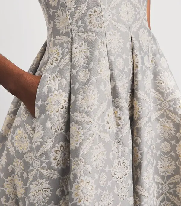 Huishan Zhang Metallic Jacquard Pleated Midi Dress - Grey