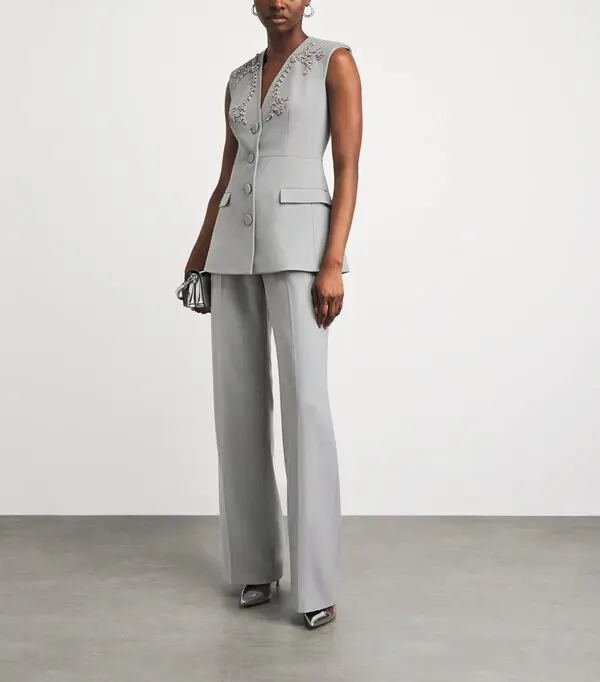 Huishan Zhang Crepe Embellished Sigrid Sleeveless Jacket
