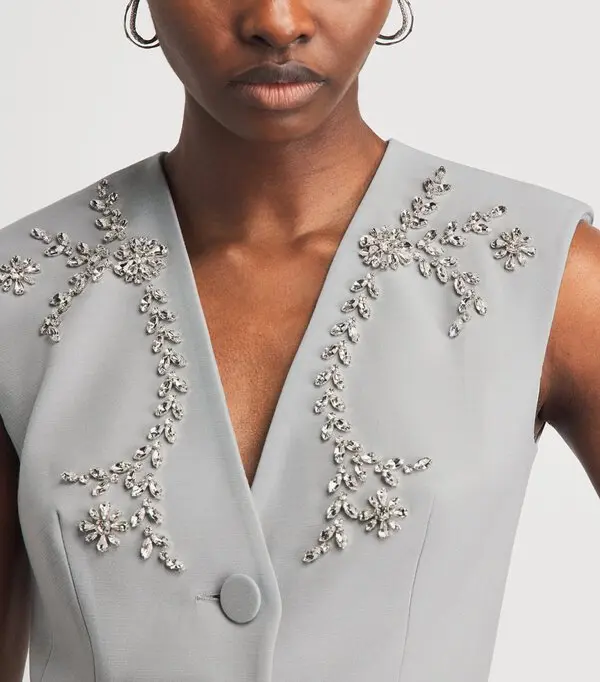Huishan Zhang Crepe Embellished Sigrid Sleeveless Jacket