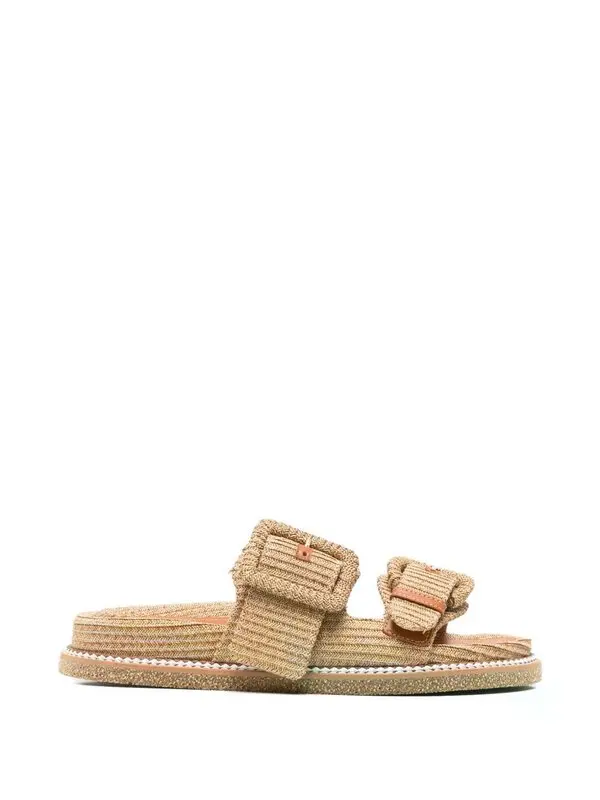 Rodo Buckle-detail Straw Sandals - Brown