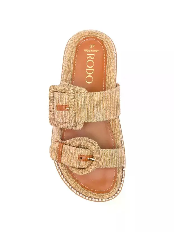 Rodo Buckle-detail Straw Sandals