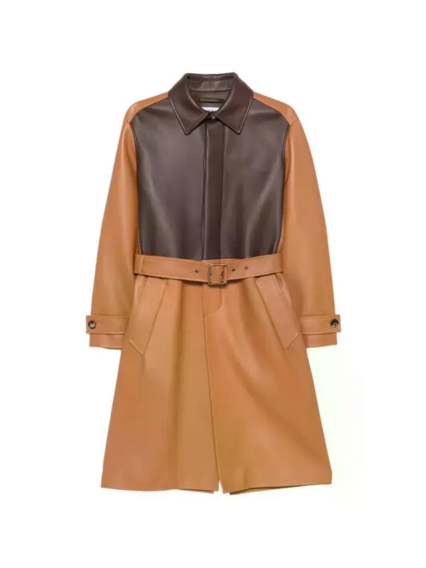 Loewe Belted Colour-block Coat - Brown