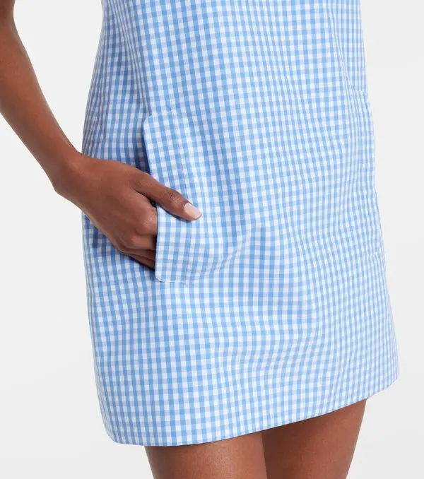 SHUSHU/TONG Gingham Cotton Mini Dress With Collared Neckline