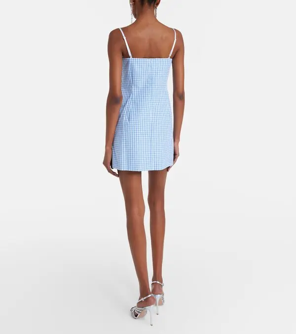SHUSHU/TONG Gingham Cotton Mini Dress With Collared Neckline