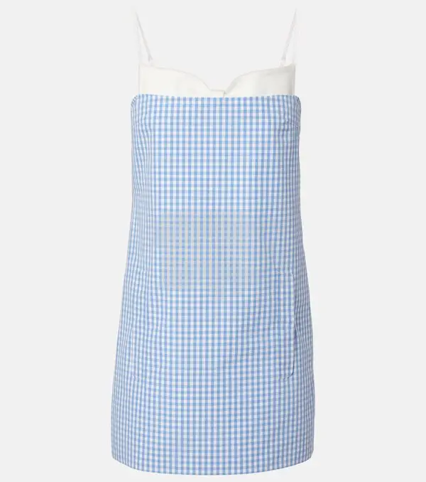 SHUSHU/TONG Gingham Cotton Mini Dress With Collared Neckline - Blue