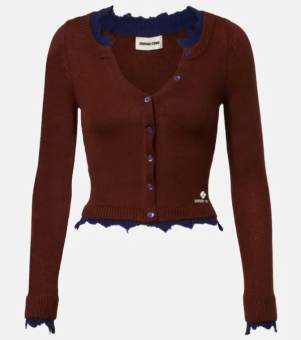 SHUSHU/TONG Distressed Wool Cardigan - Brown