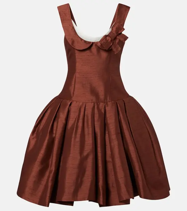SHUSHU/TONG Bow Detail Mini Dress - Brown
