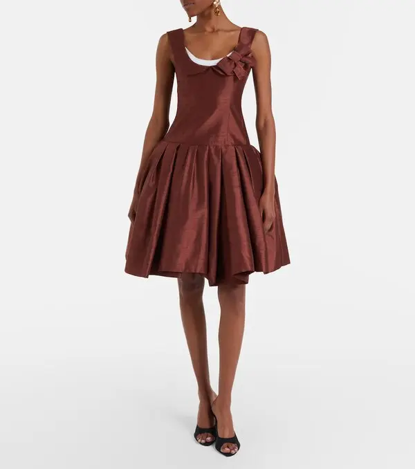 SHUSHU/TONG Bow-detail Mini Dress - Brown