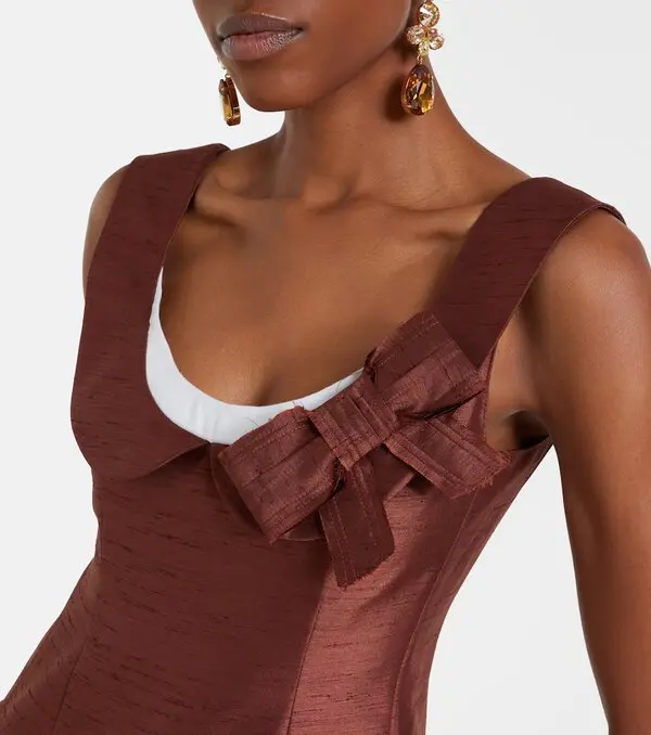 SHUSHU/TONG Bow-detail Mini Dress - Brown