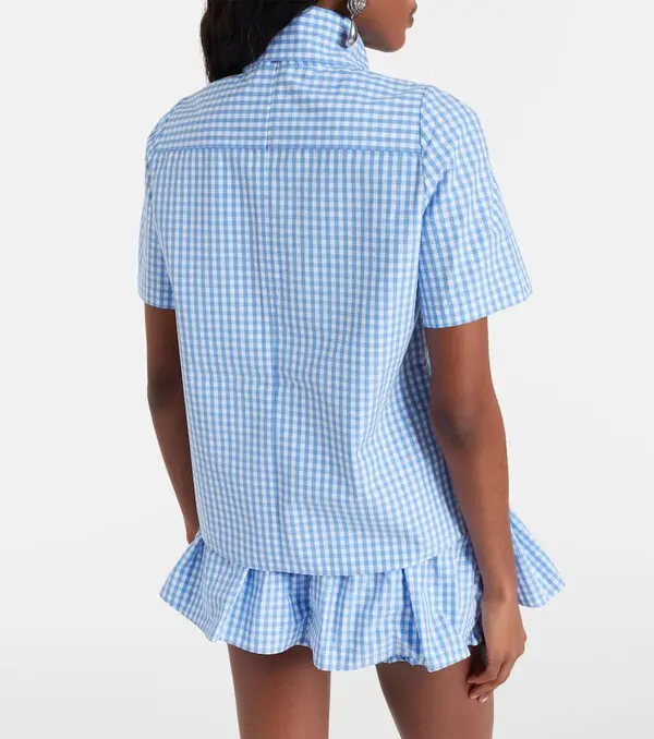 SHUSHU/TONG Gingham Cotton Top With Bow Detail