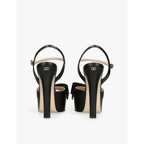Valentino Garavani Bow Detail Platform Heeled Leather Sandals