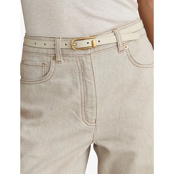 REISS Leather Belt With Half Keeper Buckle
