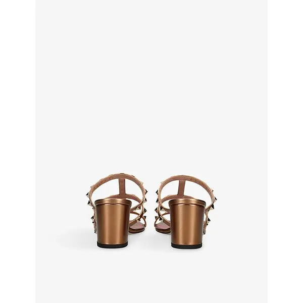 Valentino Garavani Rockstud 60 Leather Heeled Mules - Bronze